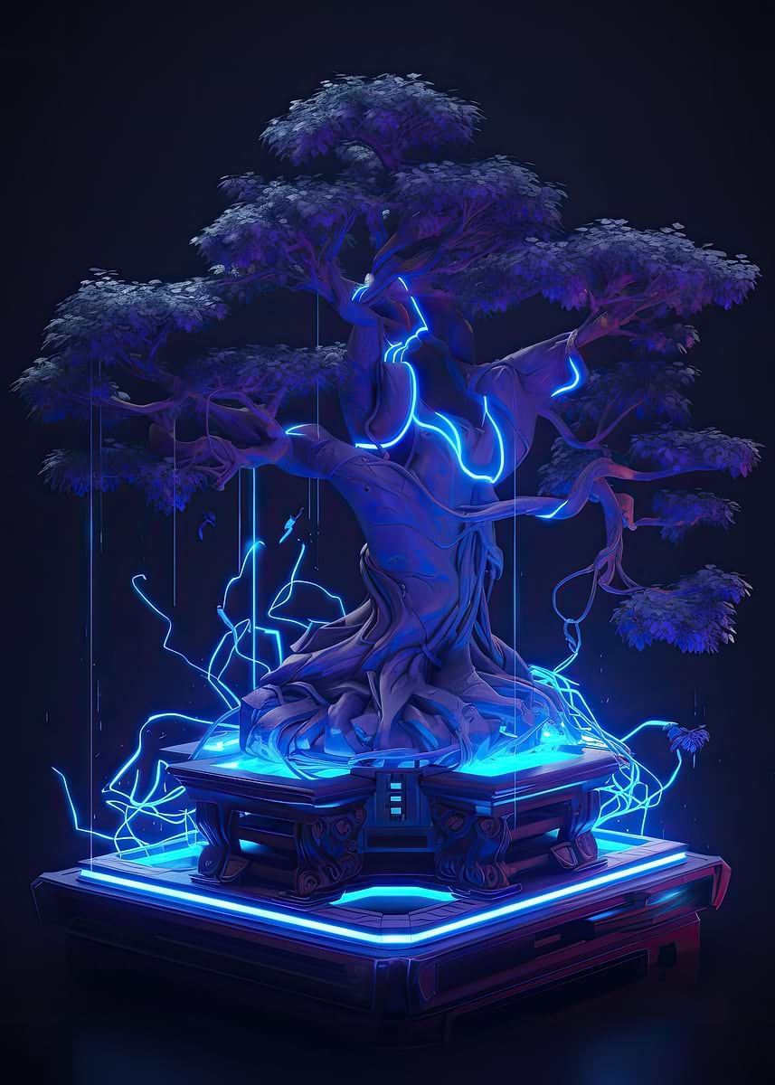 'Synthwave Bonsai Tree' Poster, picture, metal print, paint by Morphic ...