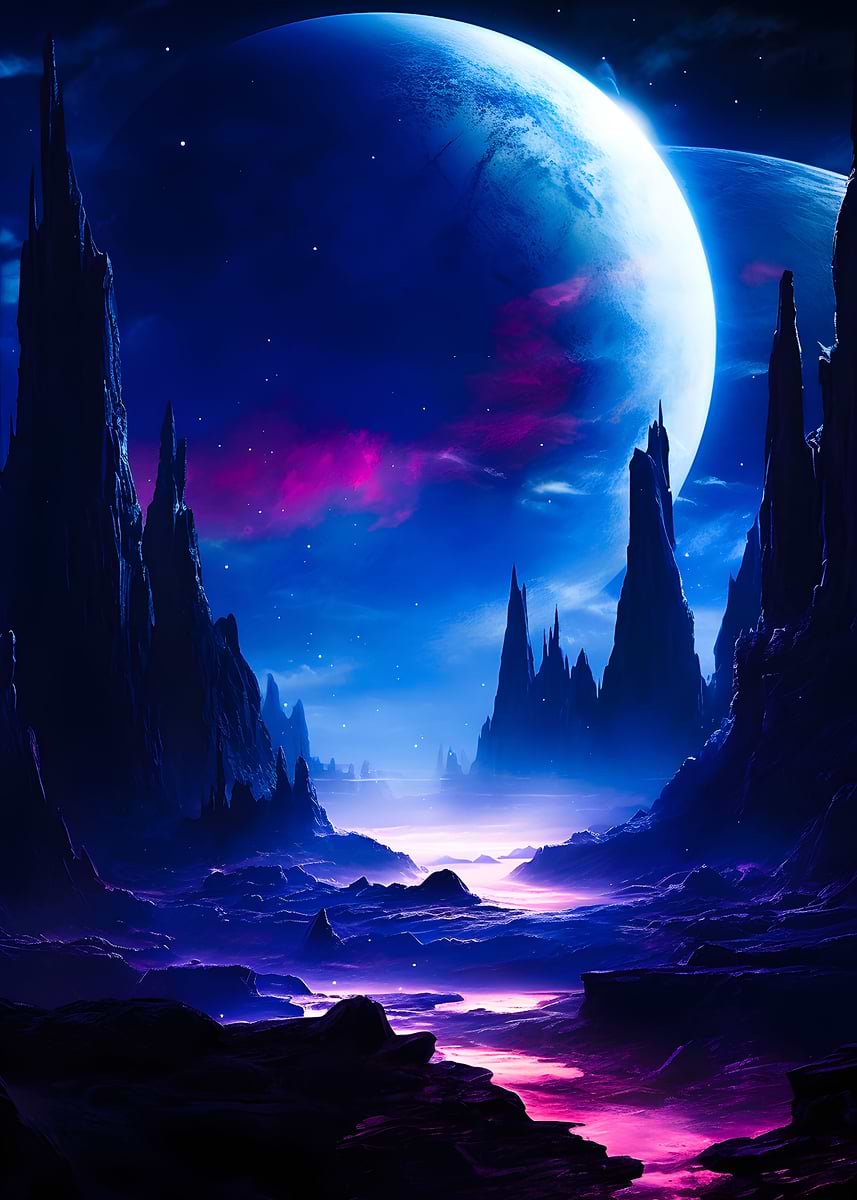 'Moonlit Alien Haven' Poster, picture, metal print, paint by Chirag ...