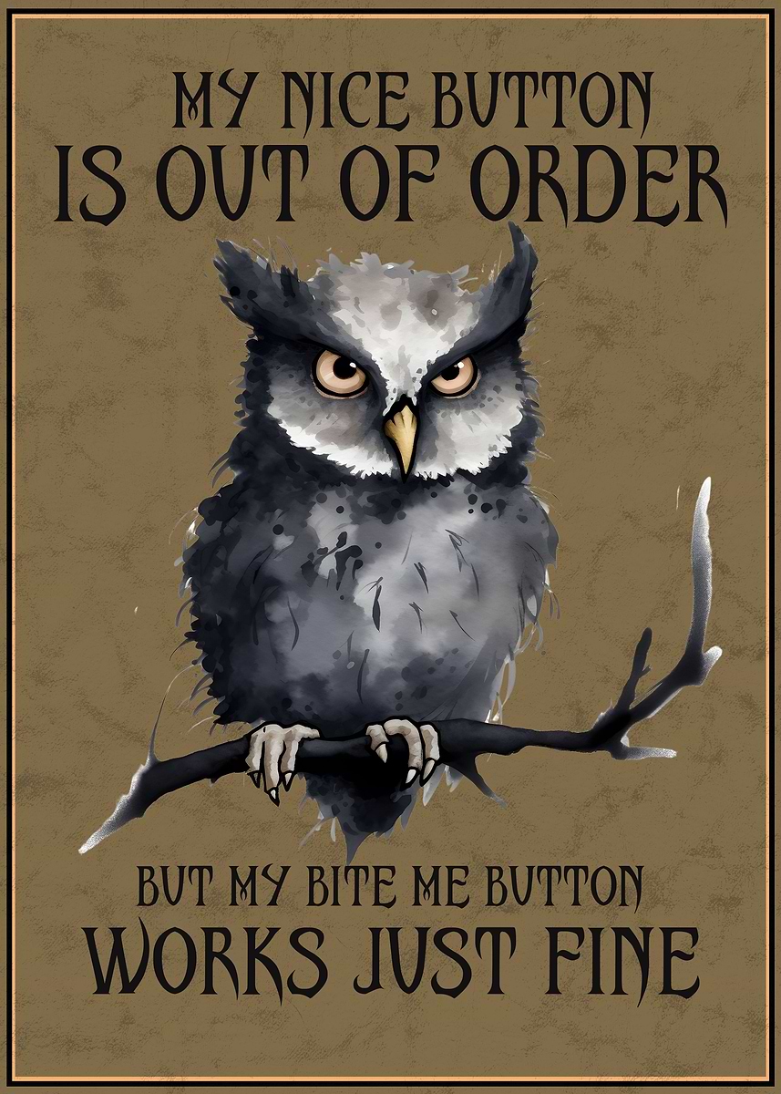 'Funny Owl Poster Vintage' Poster, picture, metal print, paint by Xăm ...