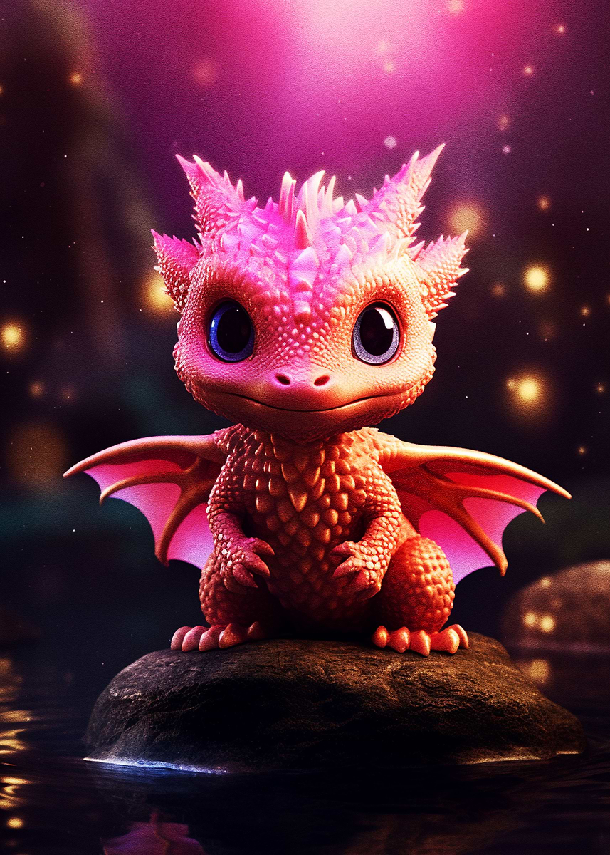 'Cute Dragon' Poster, picture, metal print, paint by Coffee Design ...