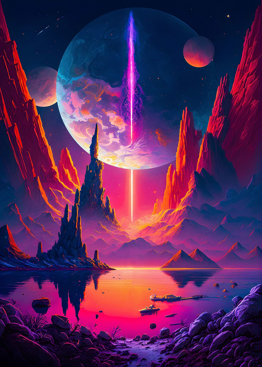 'Colorful space landscape' Poster, picture, metal print, paint by Elz ...