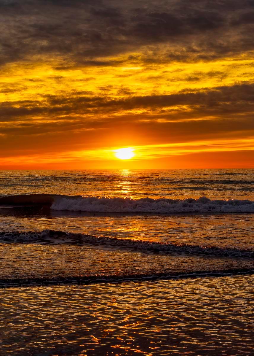'Beach sunset landscape sun' Poster, picture, metal print, paint by ...