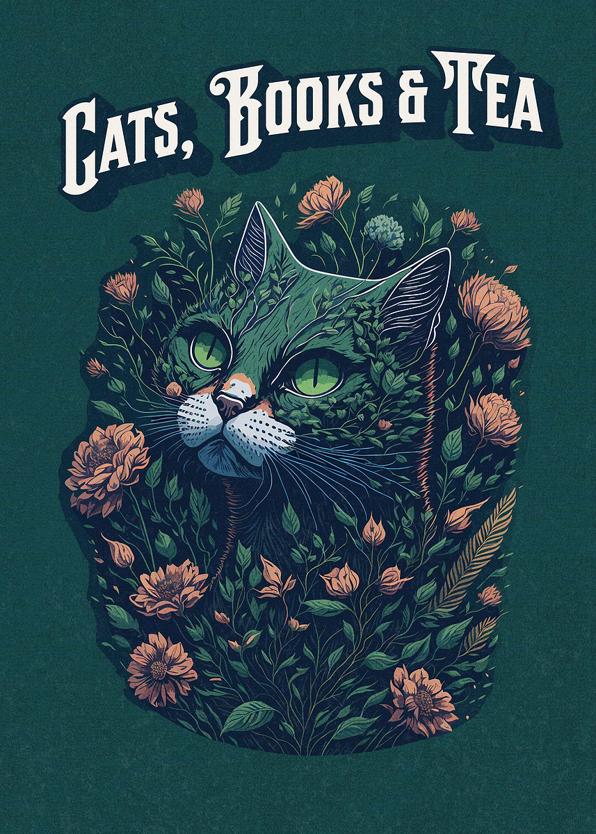 'Cats Books And Tea 3' Poster, picture, metal print, paint by RudiArt ...