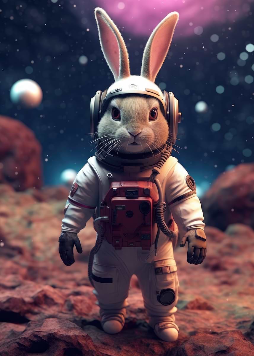 'Astro Bunny' Poster, picture, metal print, paint by An Art Company ...