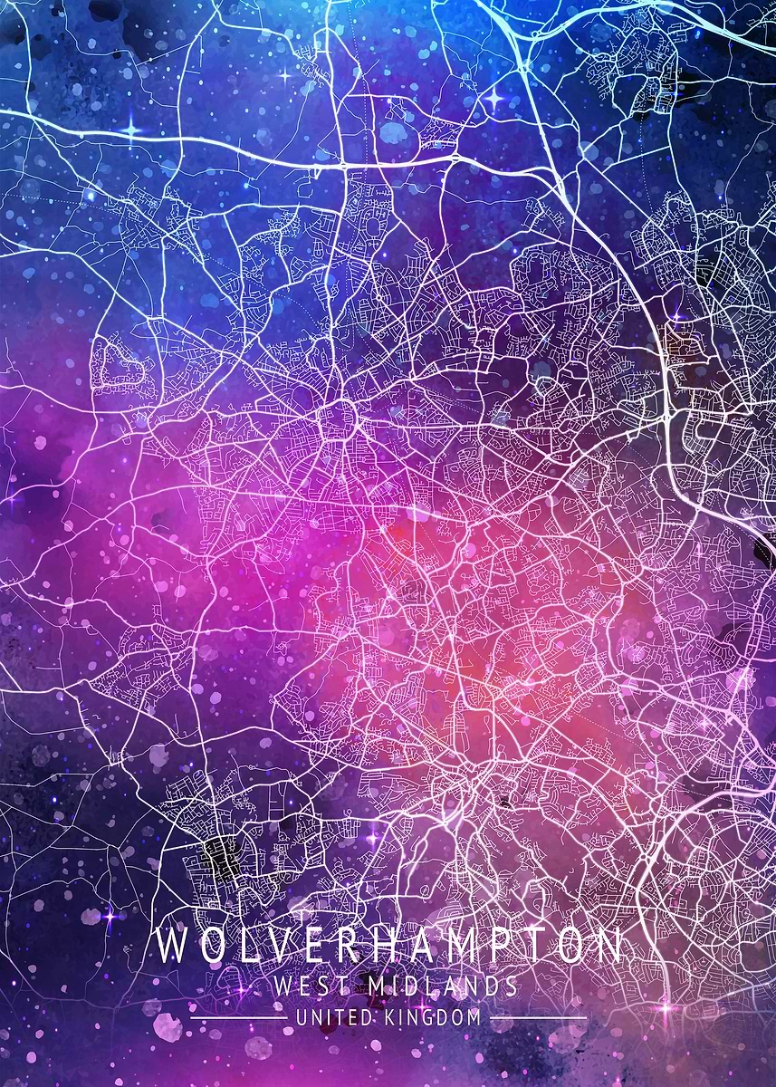 'Wolverhampton UK City Map' Poster, picture, metal print, paint by Gigi ...