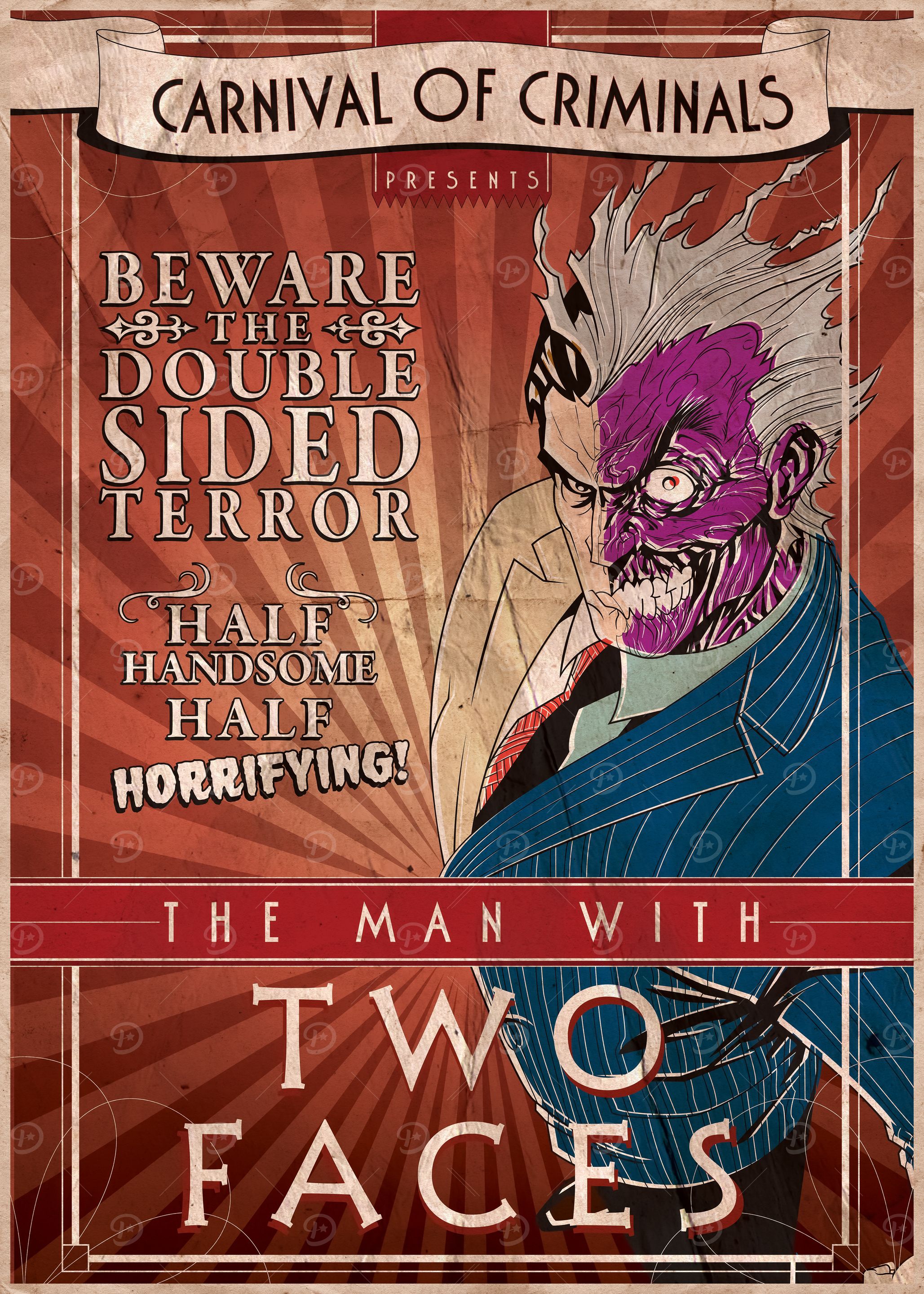 'Two-Face' Poster, picture, metal print, paint by DC Comics | Displate