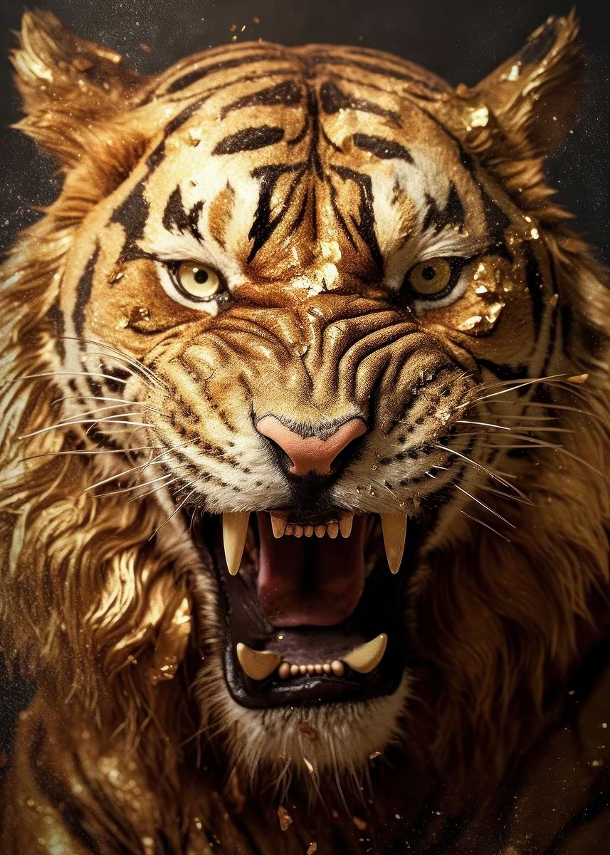 'powerful gold tiger' Poster, picture, metal print, paint by Adel S ...