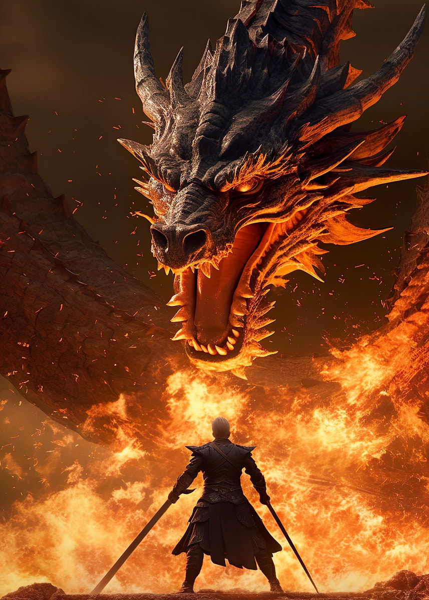 'Legendary Fire Dragon' Poster, picture, metal print, paint by ...
