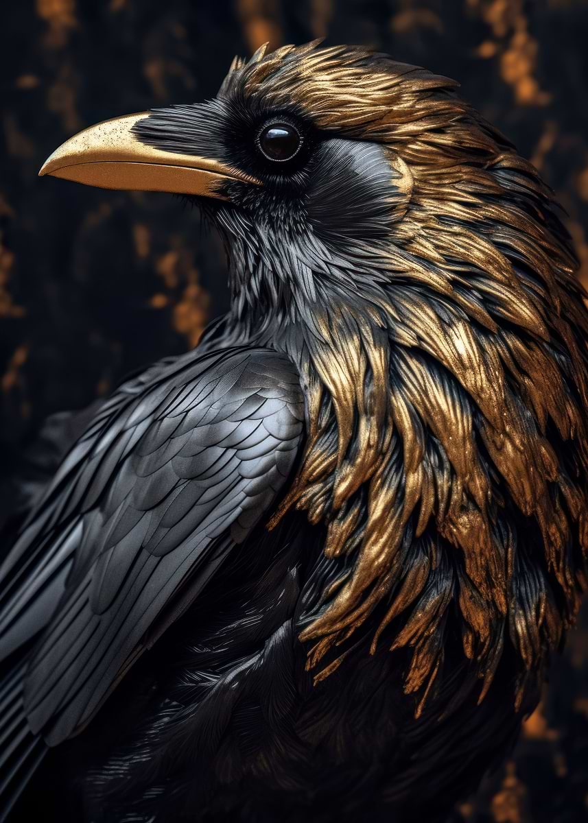 'Golden raven in black' Poster, picture, metal print, paint by Adel S ...