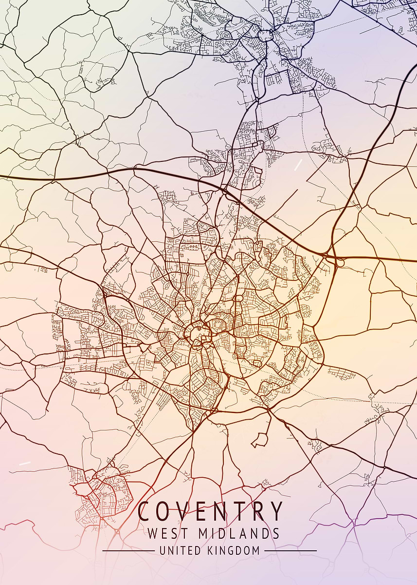'Coventry UK City Map' Poster, picture, metal print, paint by Gigi Bgm ...
