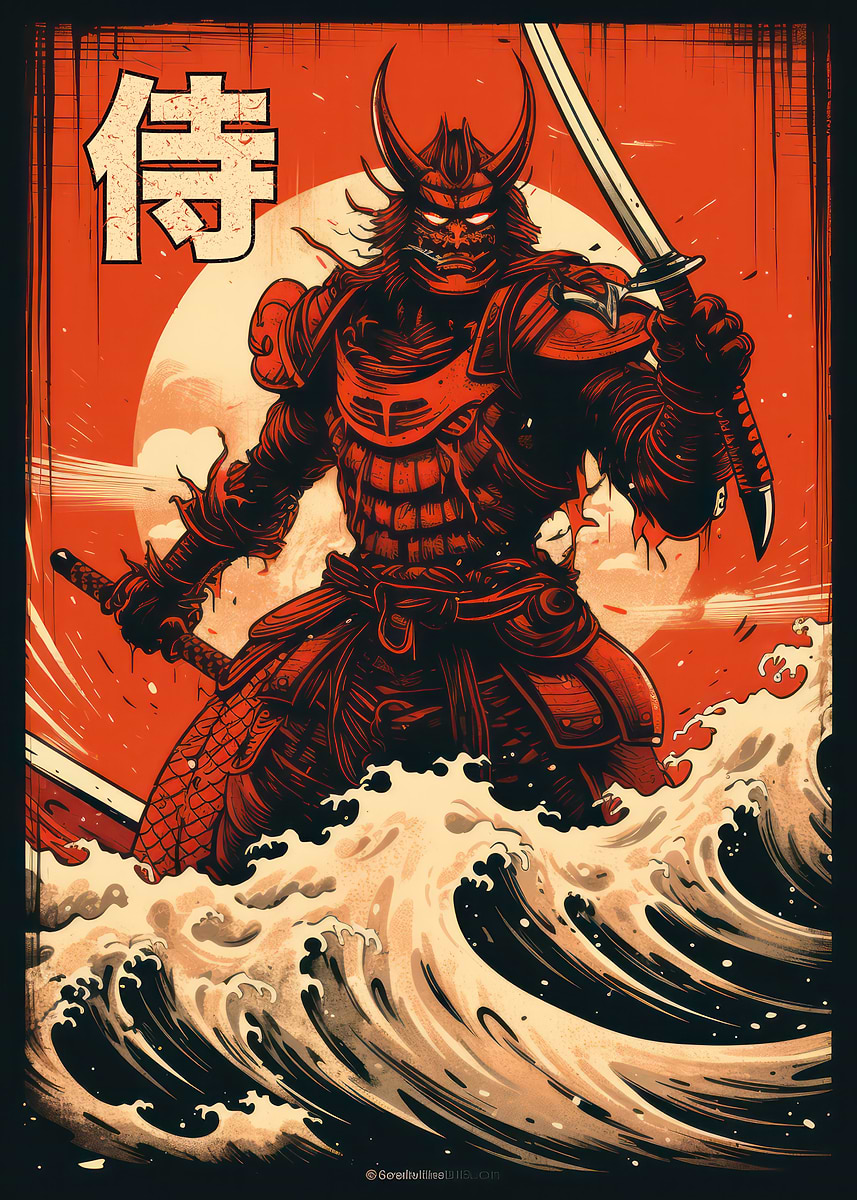 'Samurai of the Sea Waves' Poster, picture, metal print, paint by ...