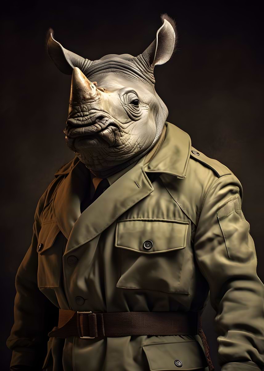 'Military Rhino' Poster, picture, metal print, paint by Makadur | Displate