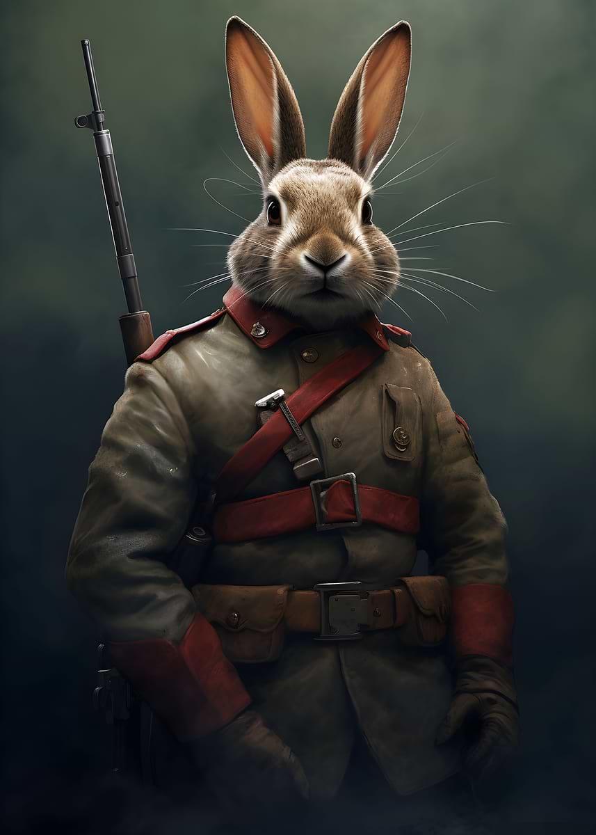 'Military Rabbit' Poster, picture, metal print, paint by Makadur | Displate