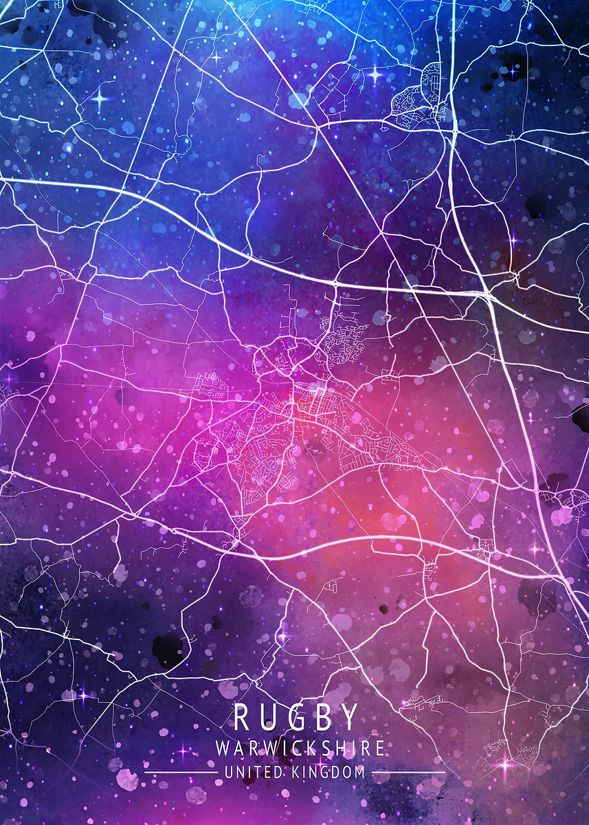 'Rugby UK City Map' Poster, picture, metal print, paint by Gigi Bgm ...