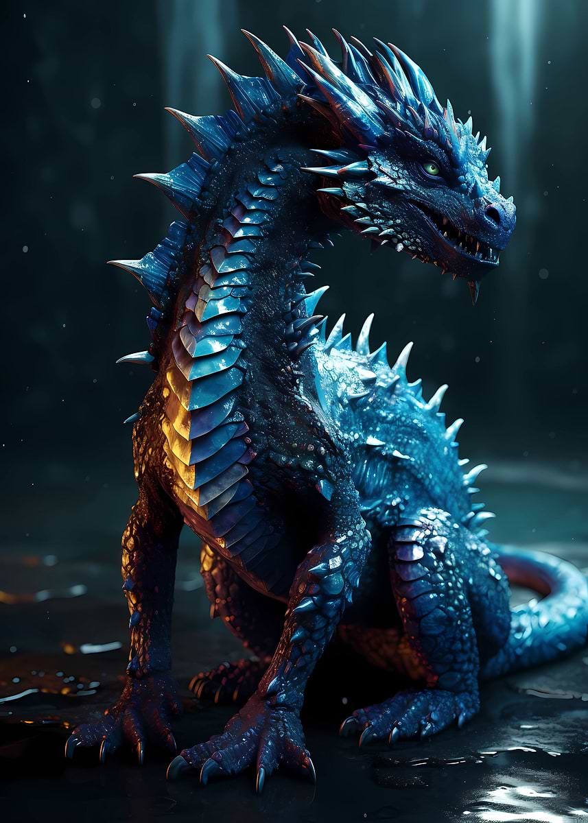 'Full Body Blue Dragon' Poster, picture, metal print, paint by Frank ...
