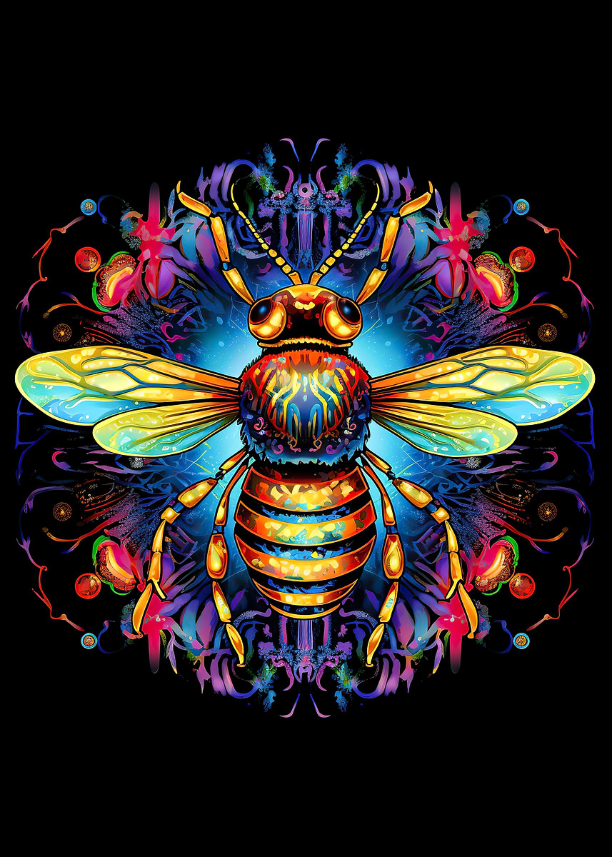 'Psychedelic bee' Poster, picture, metal print, paint by Siobhan Lamb ...