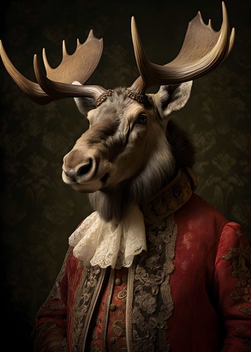'Aristocrat Moose' Poster, picture, metal print, paint by Makadur ...