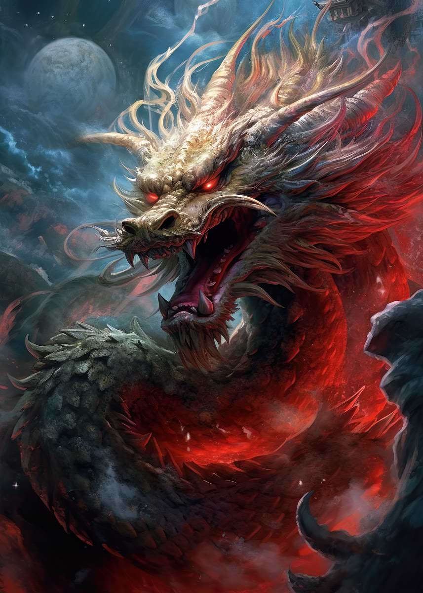 'Japanese Warlord dragon' Poster, picture, metal print, paint by ...