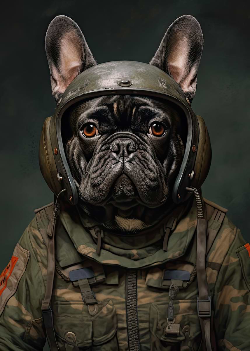 'French Bulldog Soldier' Poster, picture, metal print, paint by ...