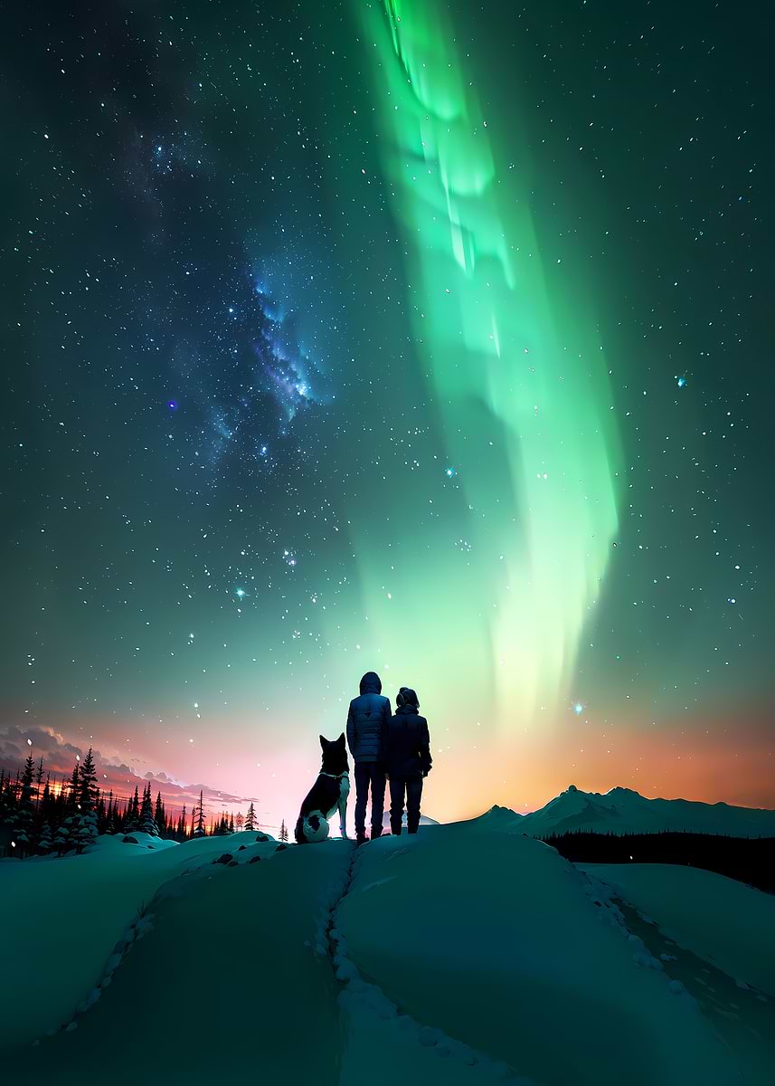 'Aurora Galaxy Explorers' Poster, picture, metal print, paint by Luong ...