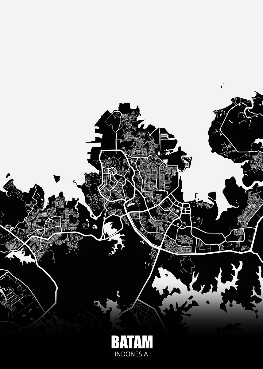'Batam Indonesia Map' Poster, picture, metal print, paint by Zake ...