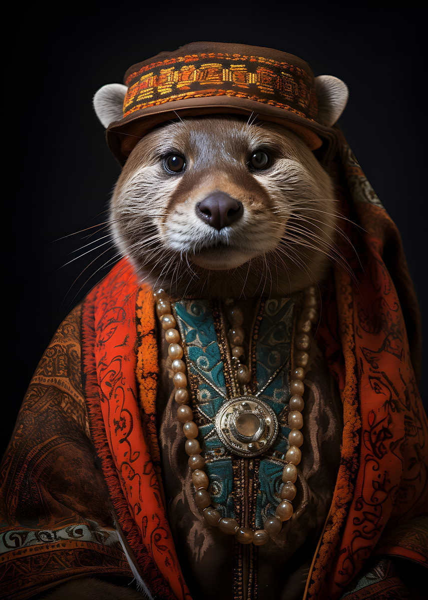 'Aztec Otter' Poster, picture, metal print, paint by Makadur | Displate