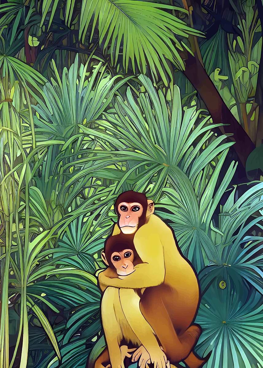 'Monkey Love' Poster, picture, metal print, paint by 83 Oranges by Uma ...