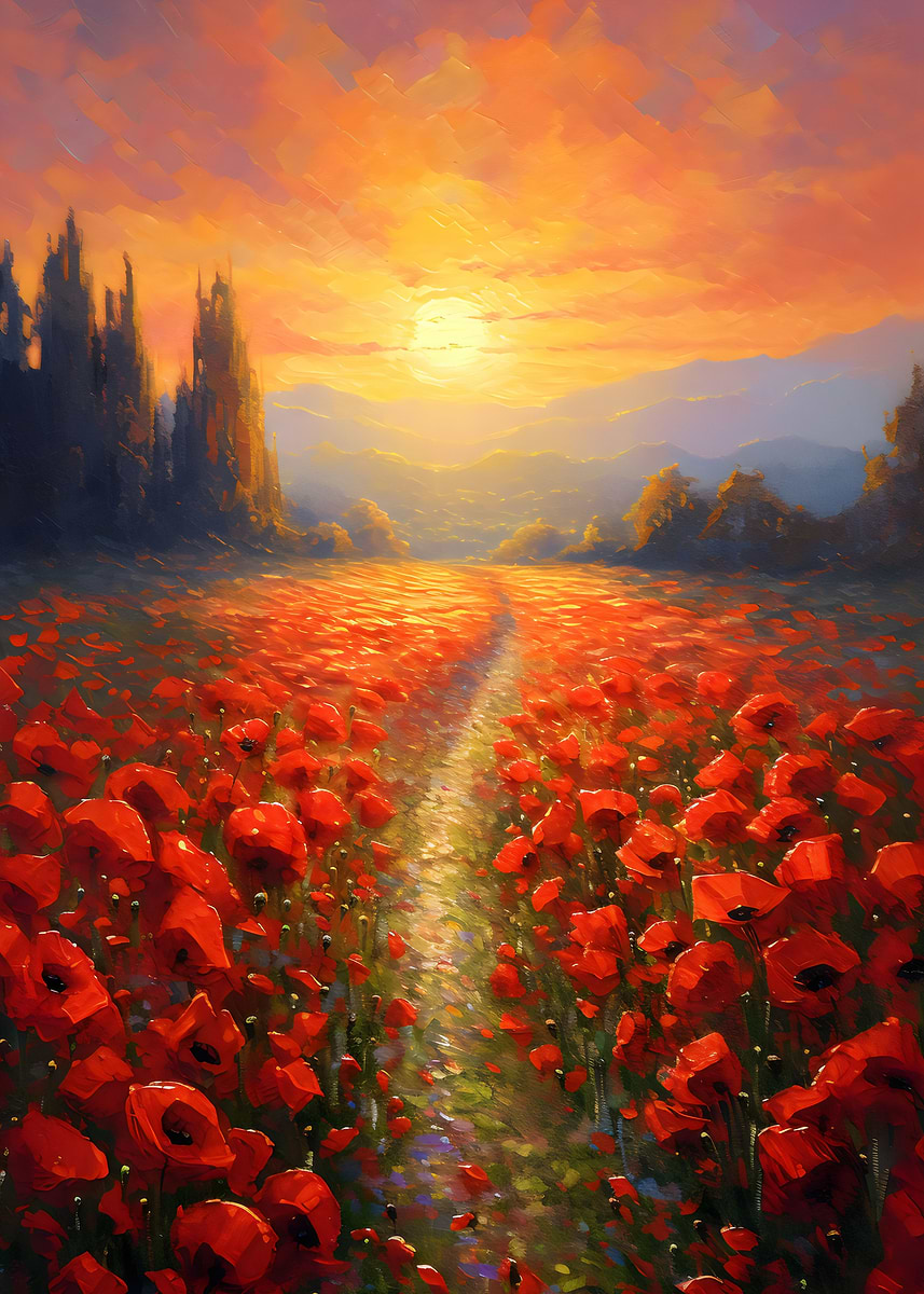 'Poppy Flowers Remembrance' Poster, picture, metal print, paint by ...