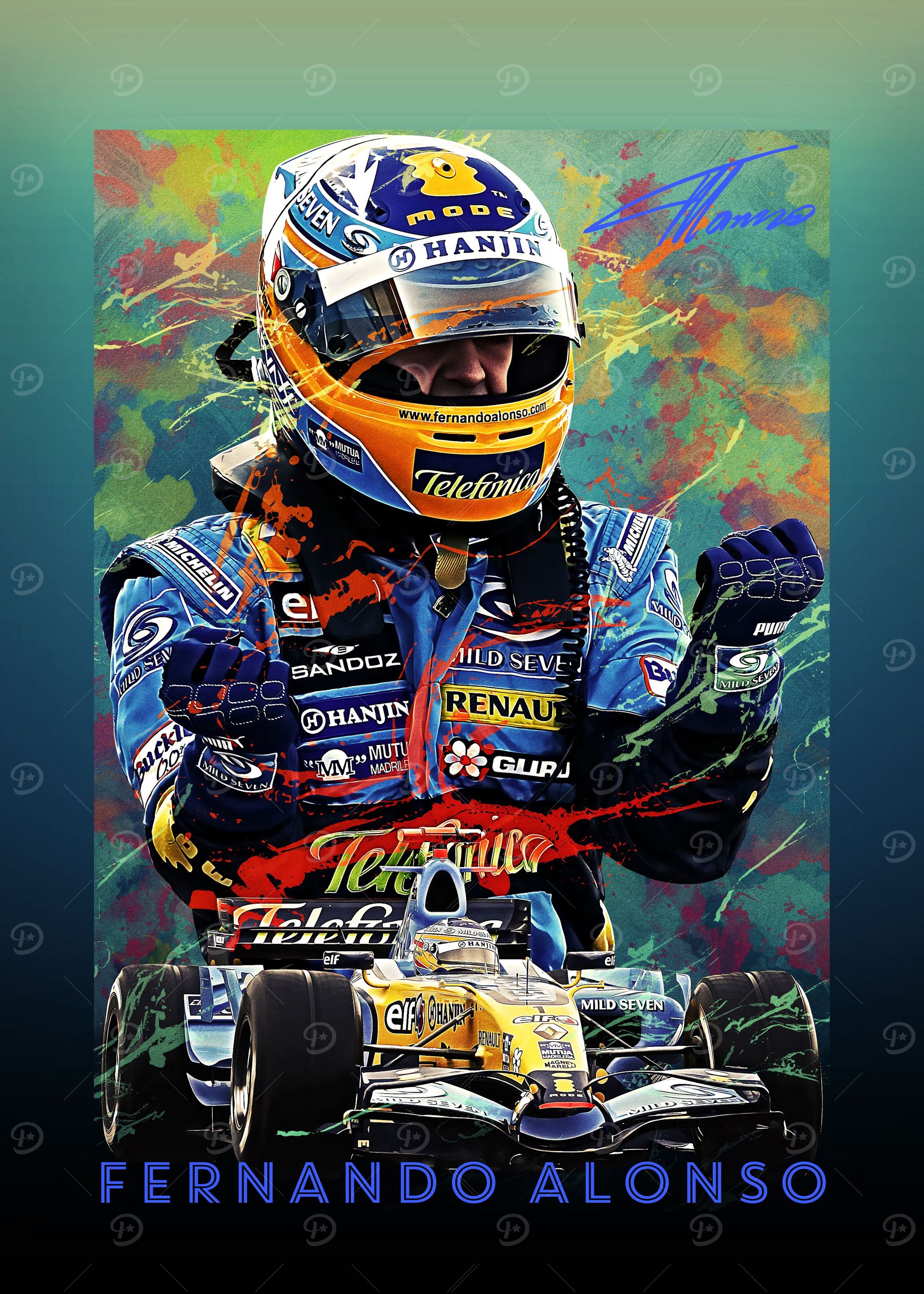 'Fernando Alonso' Poster, picture, metal print, paint by Tom Hiddleston ...