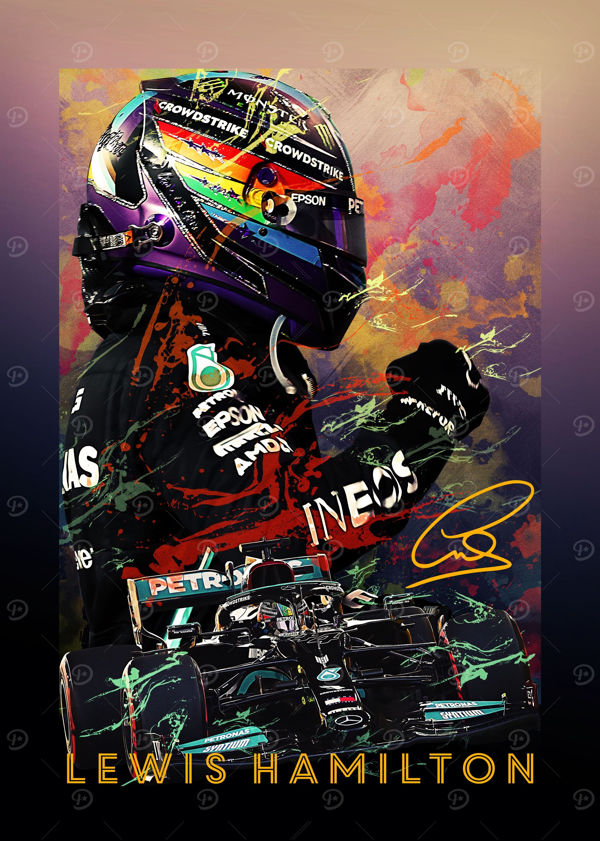 'Lewis Hamilton ' Poster, picture, metal print, paint by Tom Hiddleston ...