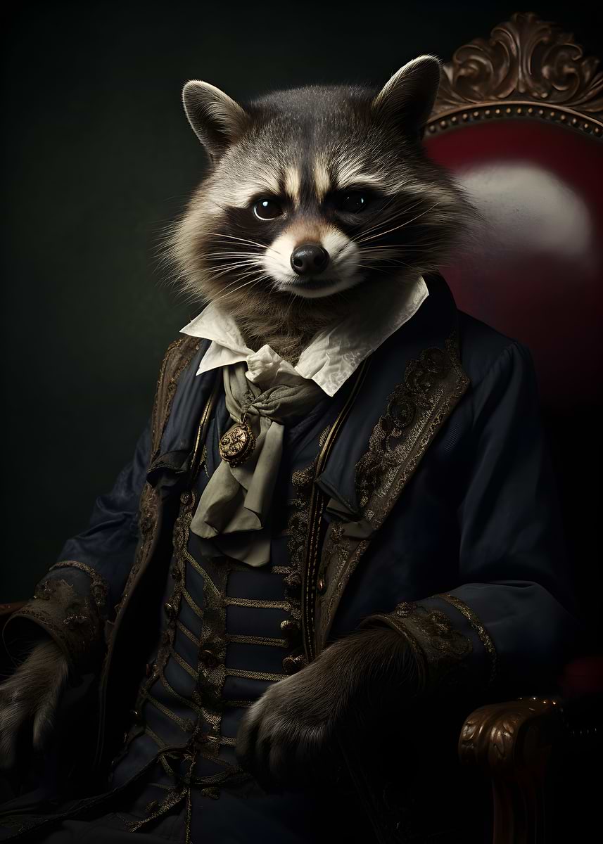 'Aristocrat Raccoon' Poster, picture, metal print, paint by Makadur ...