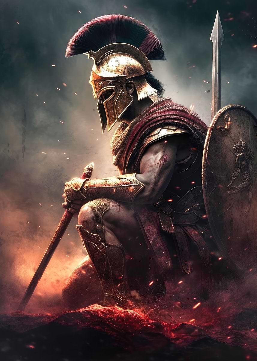 'Kneeling Spartan' Poster, picture, metal print, paint by Posters ...