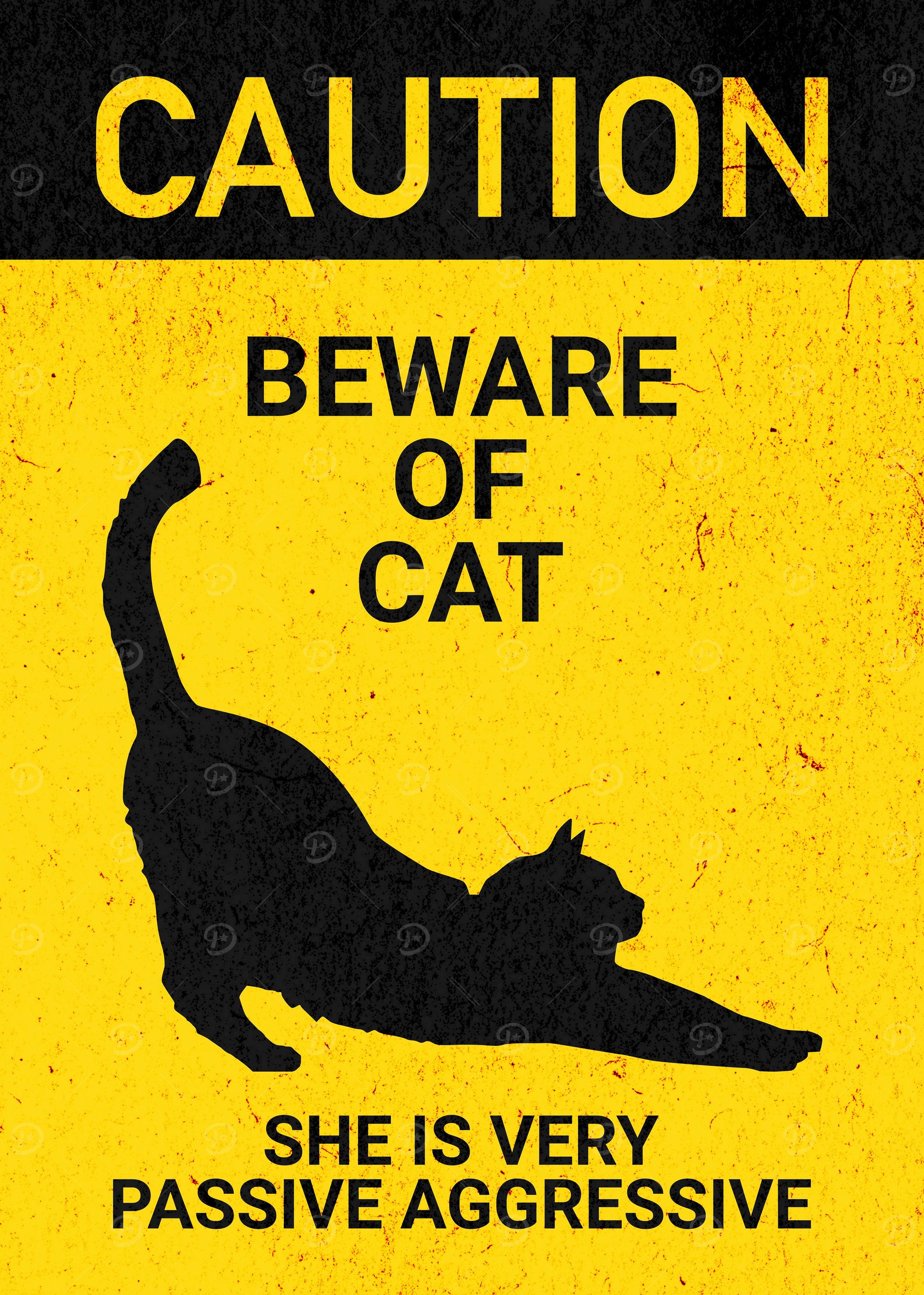 'BEWARE OF PASSIVE AGG CAT' Poster, picture, metal print, paint by ...