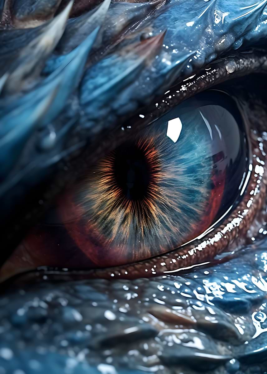 'Blue Dragon Eye' Poster, picture, metal print, paint by ...