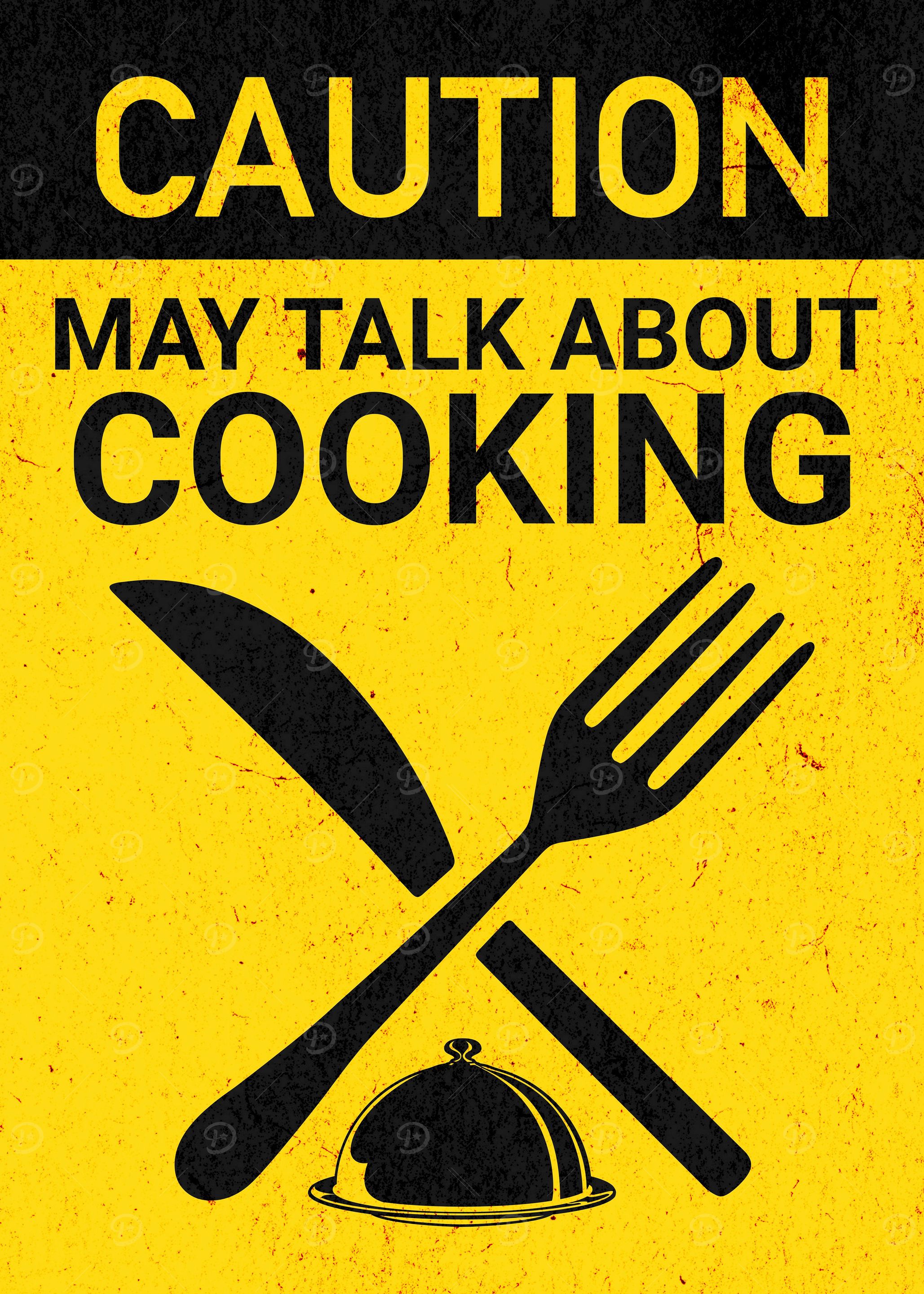'CAUTION COOKING FORK' Poster, picture, metal print, paint by Atomic ...