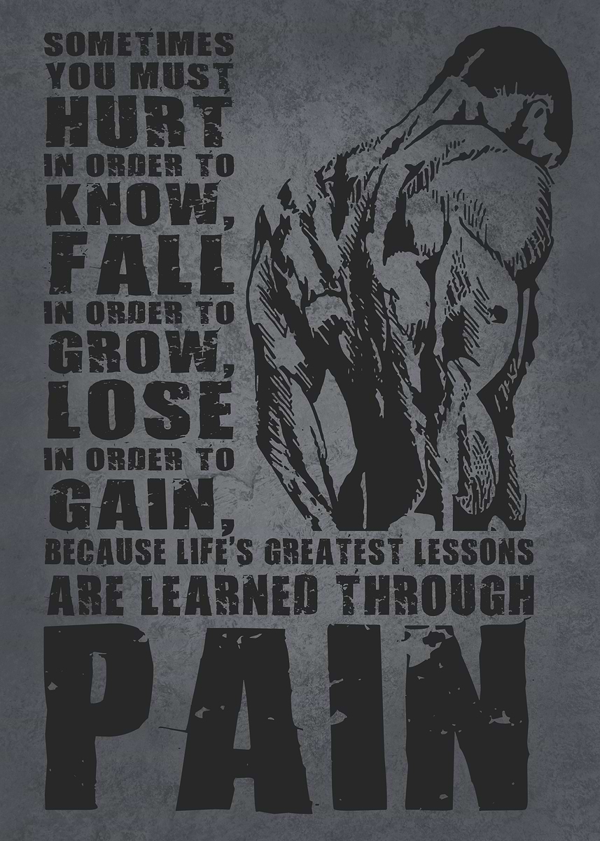 'PAIN Gym Muscle Motivation' Poster, picture, metal print, paint by ...