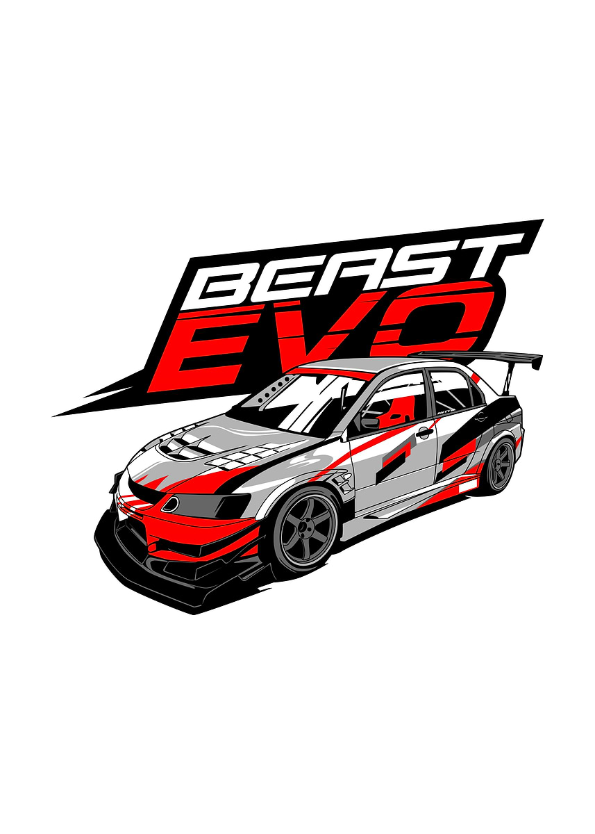 'Beast Evo Red super car' Poster, picture, metal print, paint by ...