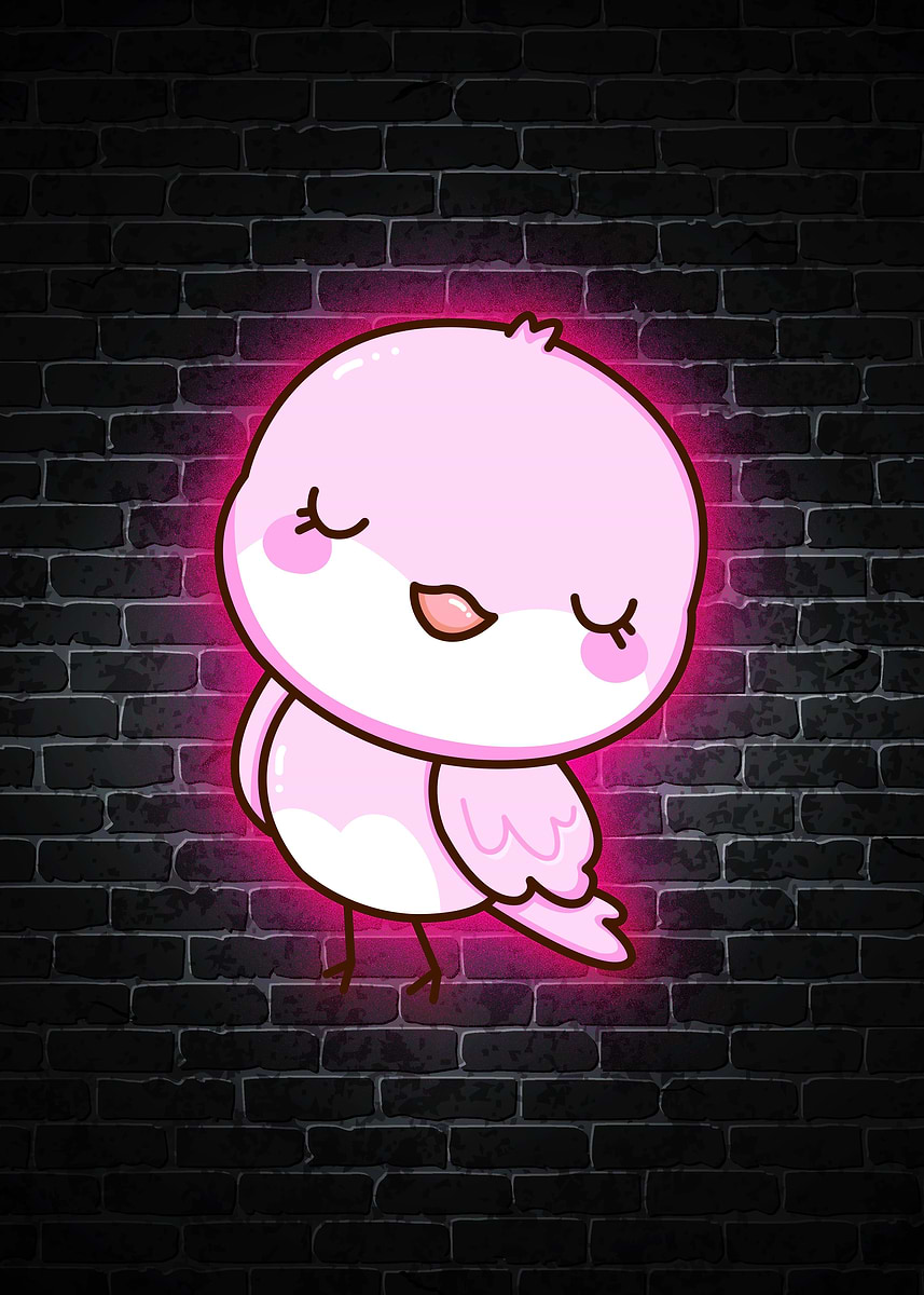 'bird cute neon' Poster, picture, metal print, paint by Captain Artis ...