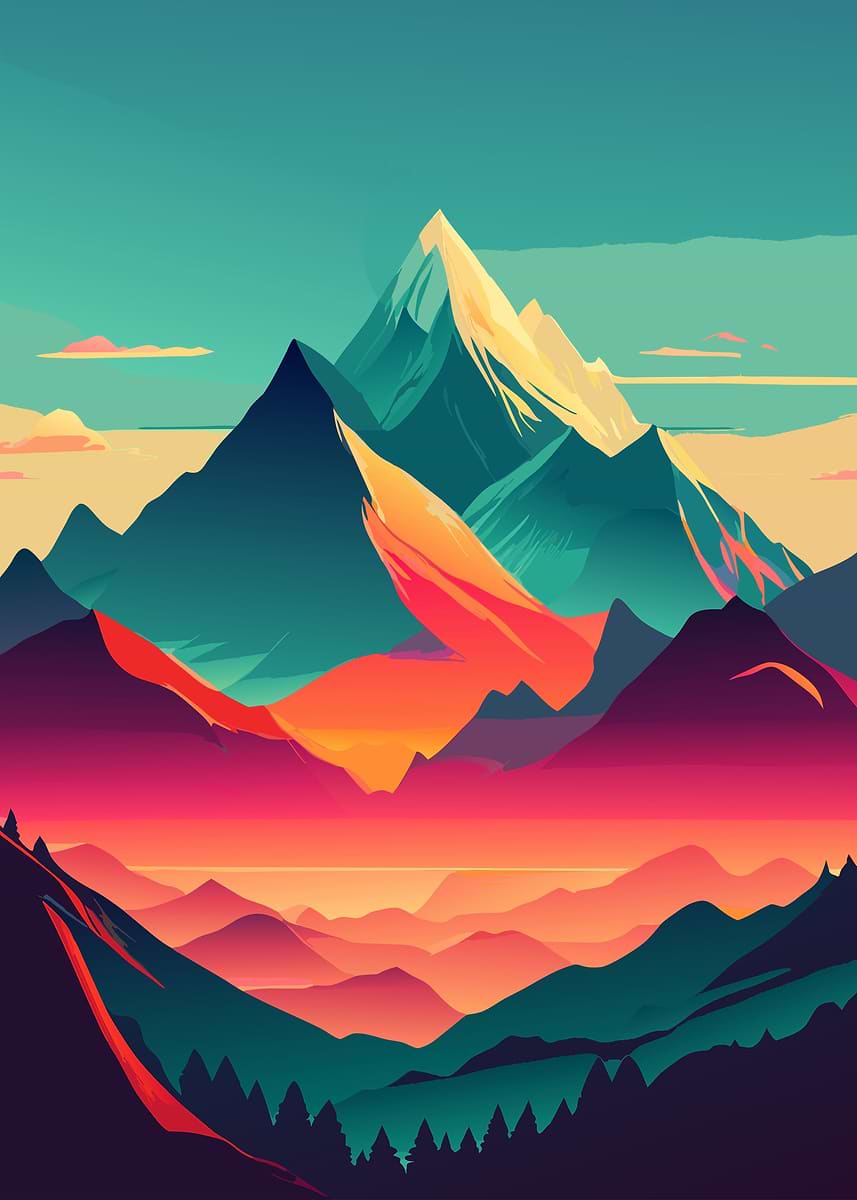 'Nature Mountain Landscape' Poster, picture, metal print, paint by crbn ...