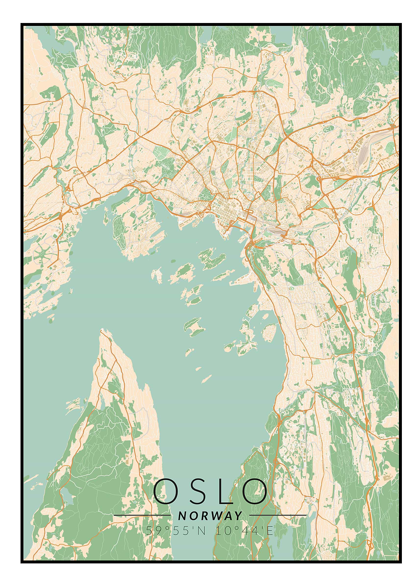 'Oslo Map' Poster, picture, metal print, paint by Posterium Wall Art ...