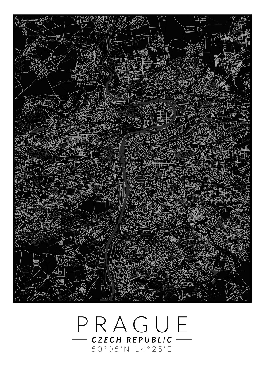 'Prague Map' Poster, picture, metal print, paint by Posterium Wall Art ...