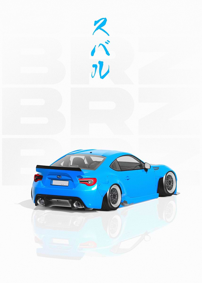 'Blue Subaru BRZ Stance' Poster, picture, metal print, paint by Yannick ...