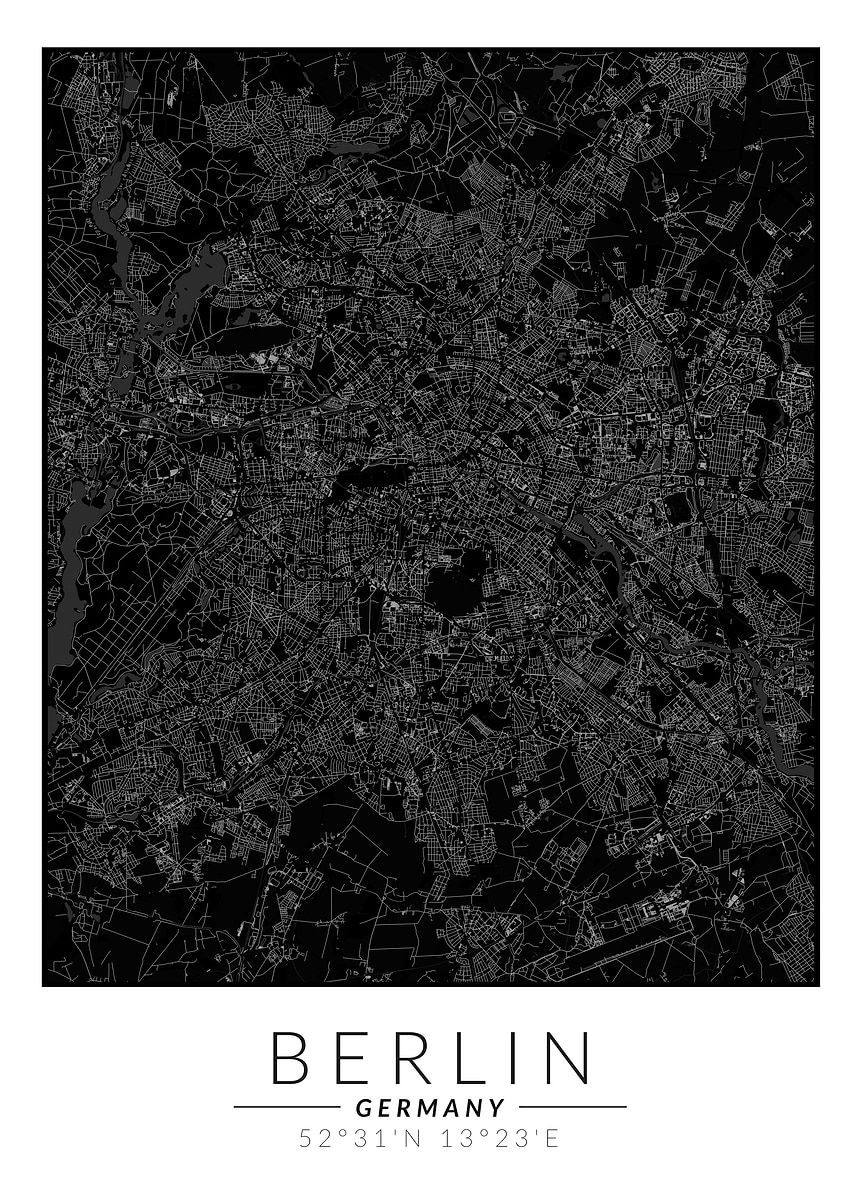 'Berlin Map' Poster, picture, metal print, paint by Posterium Wall Art ...