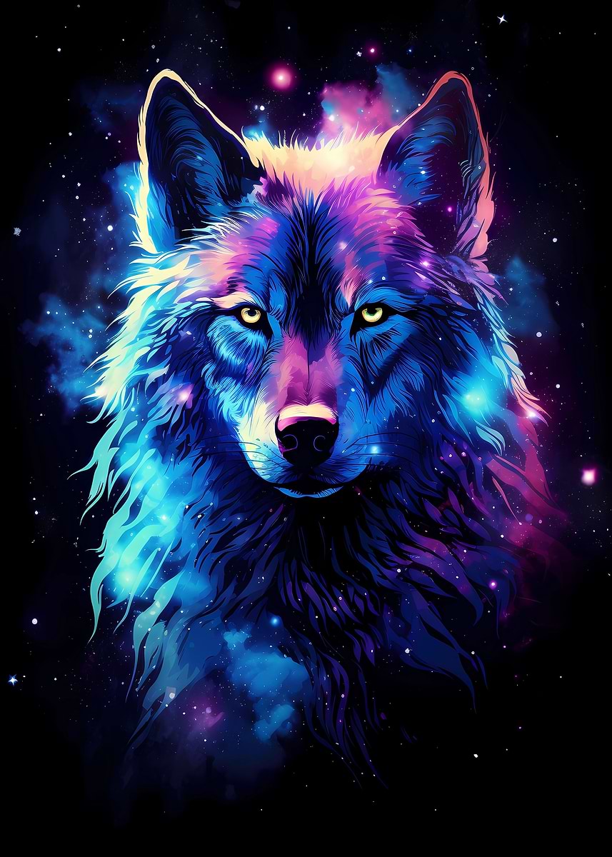 'Cosmic Fantasy Wolf' Poster, picture, metal print, paint by Frank ...