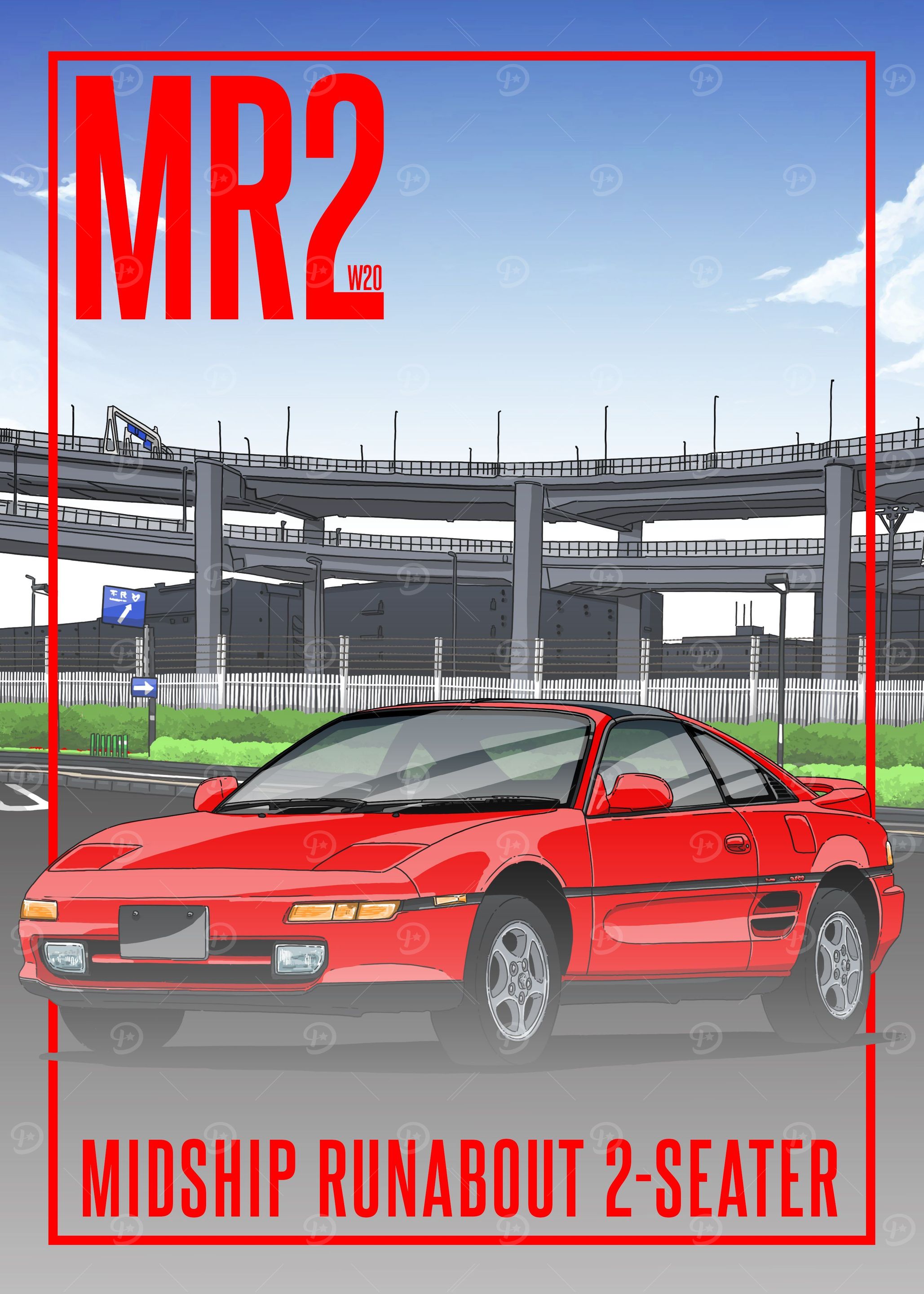 'JDM Legend red MR2 SW20' Poster, picture, metal print, paint by ND Fat ...