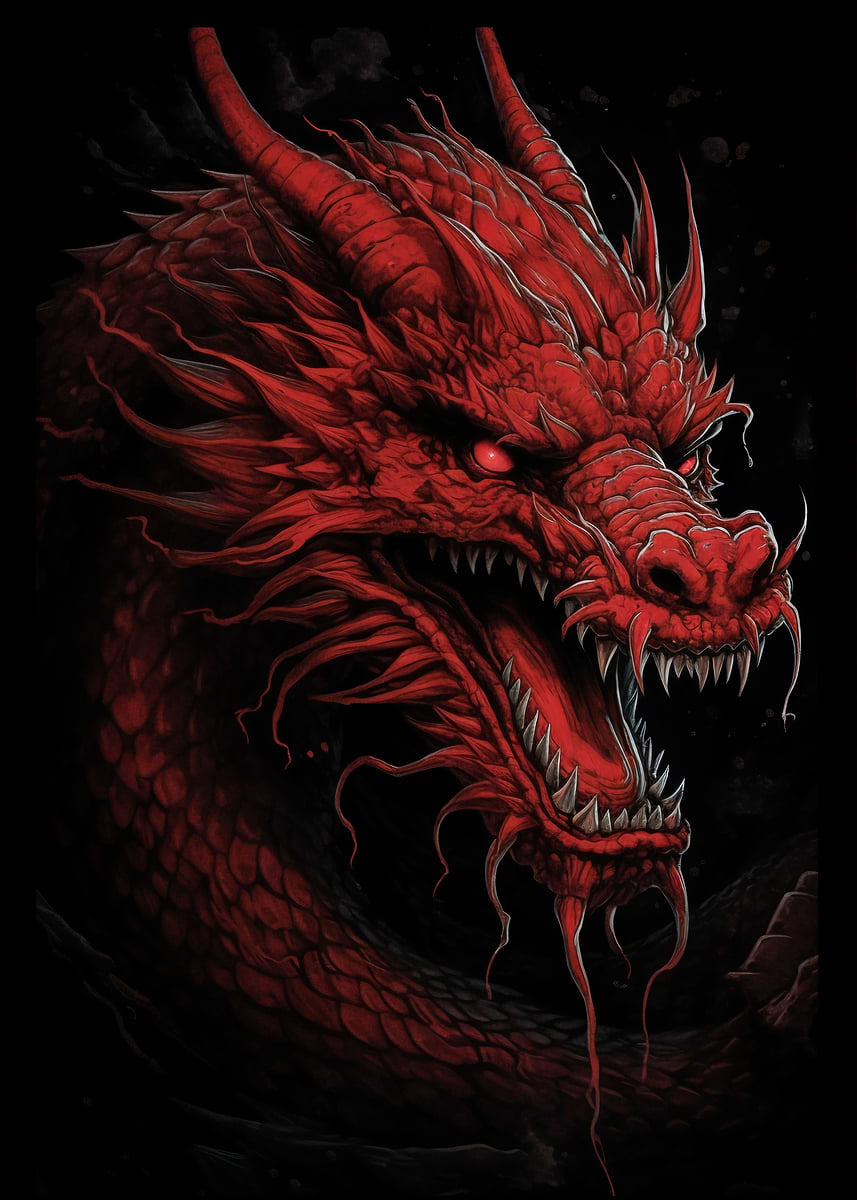 'Red Dragon' Poster, picture, metal print, paint by Cybronauts | Displate
