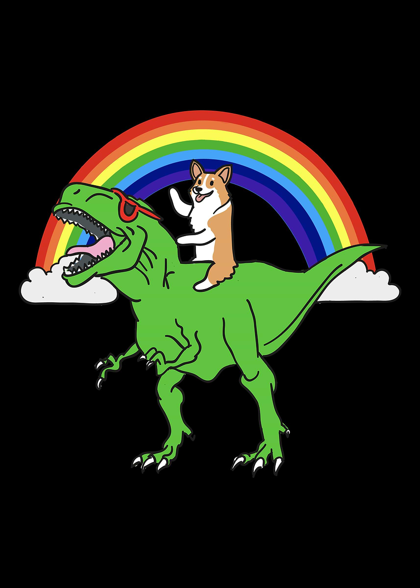 'Corgi T Rex Dinosaur' Poster, picture, metal print, paint by PetPrints ...