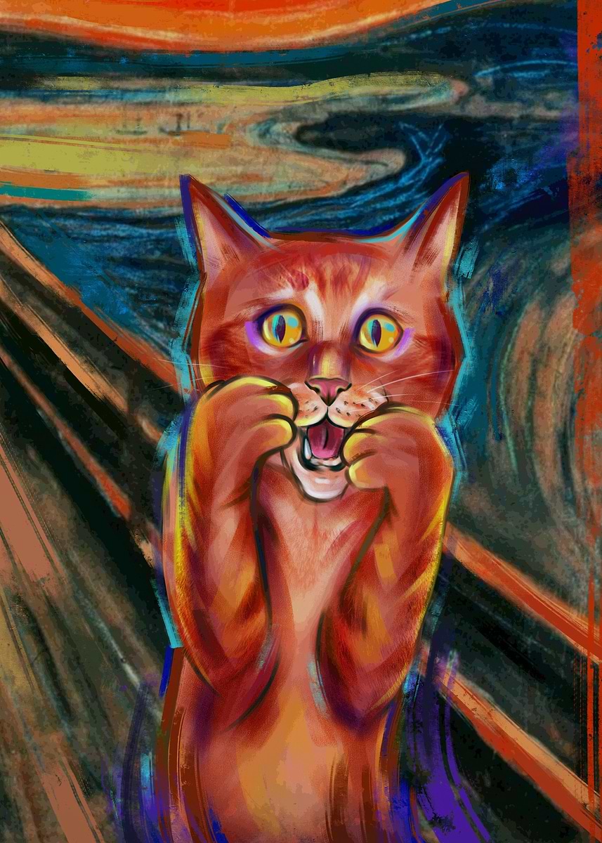'Scream Meow' Poster, picture, metal print, paint by P U F F Y | Displate