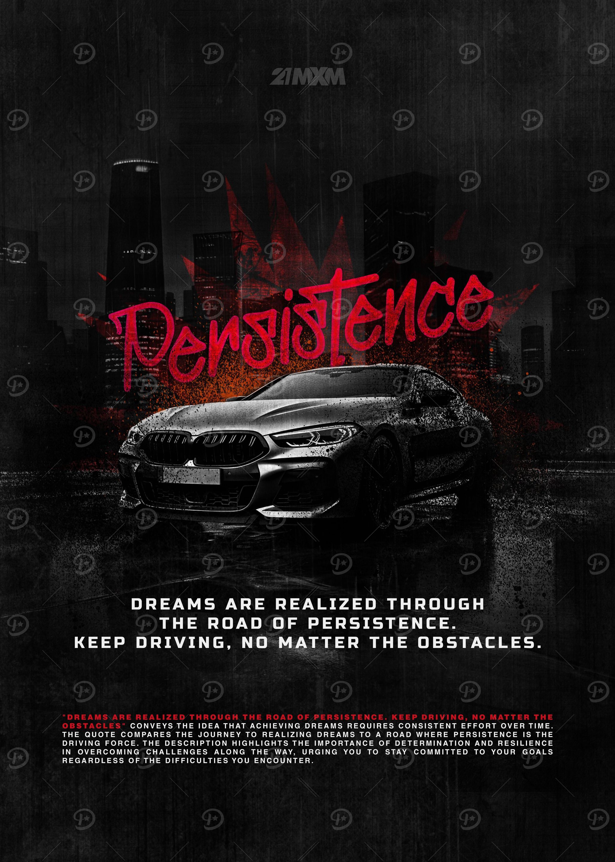 'Persistence Motivation' Poster, picture, metal print, paint by 21 MXM ...