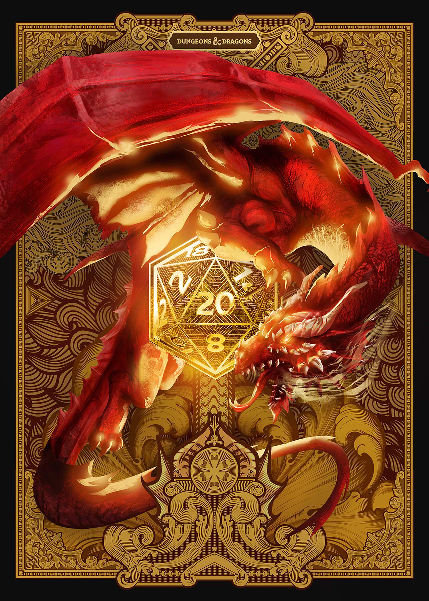 'Ancient Red Dragon & Gold' Poster, picture, metal print, paint by ...